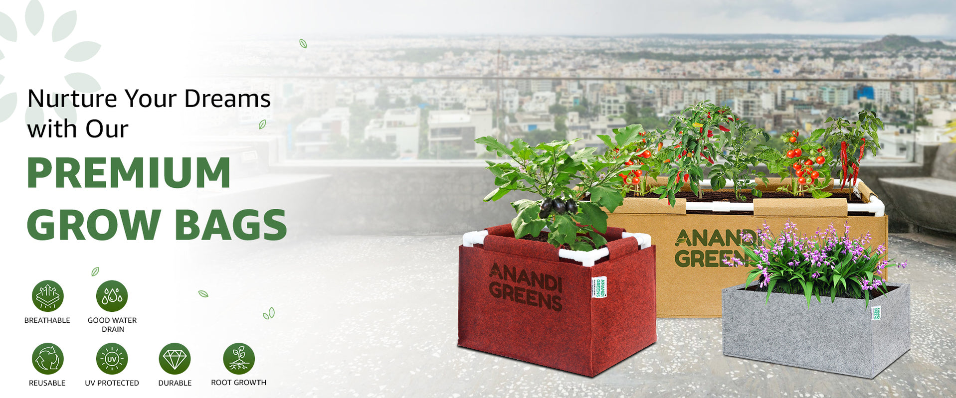 Buy 400 GSM Geo Fabric Grow Bags Online at Best Prices in India ...