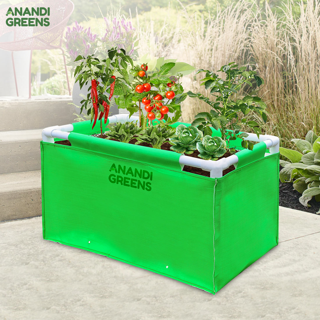 2Lx1Wx1H Feet 360 GSM Rectangular Grow Bag With Pvc Pipe Support ...