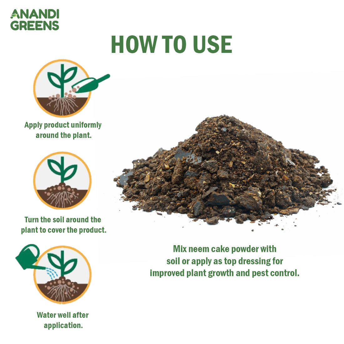 Neem Cake Powder for plants for organic gardening — Anandi Green's