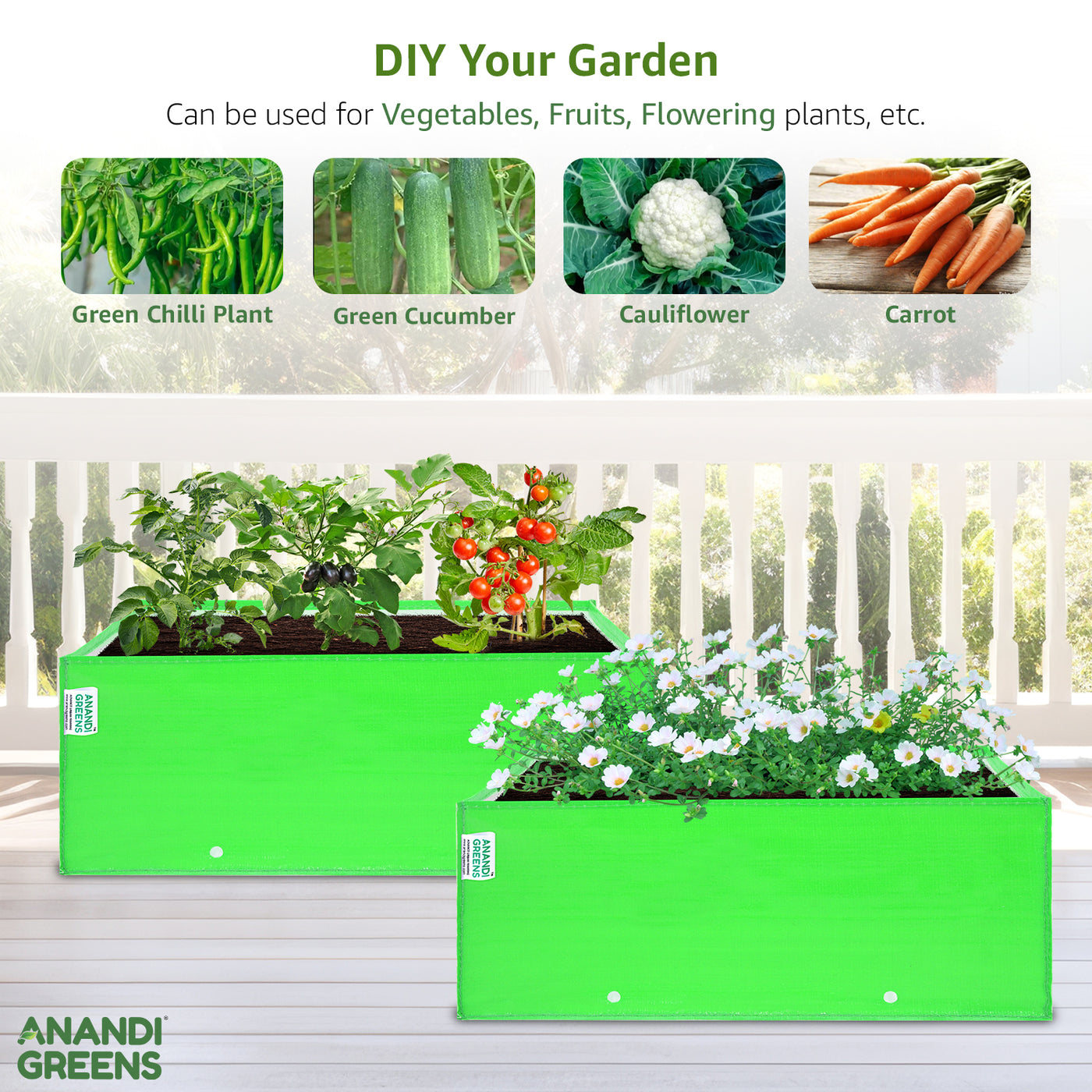 HDPE Rectangular Grow Bag 24x18x9 Inch | Pack of 2 | 260 GSM — Anandi ...