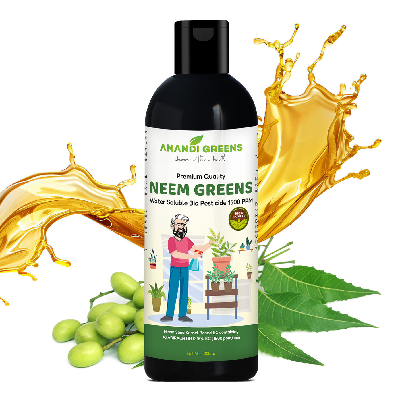Neem Oil 1500 PPM Organic Pest Spray | Anandi Greens — Anandi Green's